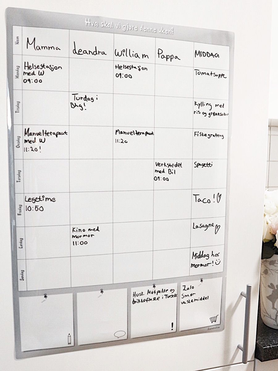 Stor magnetisk ukeplan - Ukeplanlegger for din familie - Sjarmtroll.no